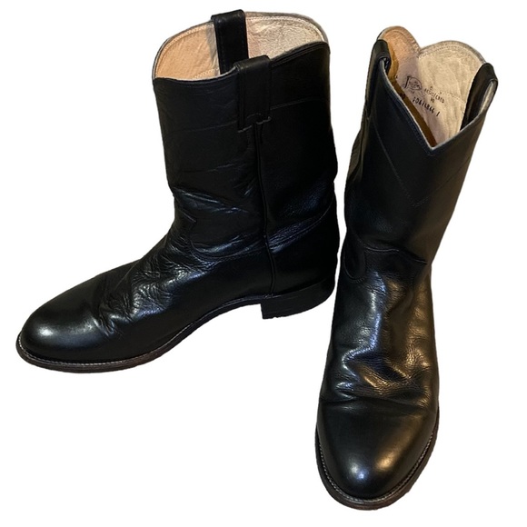 Justin Boots | Shoes | Justin 362 3 D Black Leather Round Toe Ropers ...
